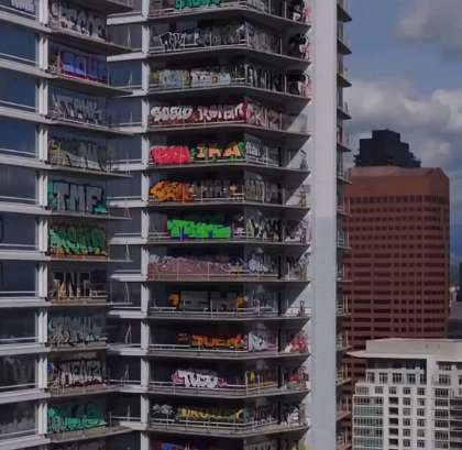 Monumental Graffiti covering Oceanwide Plaza project in downtown Los ...